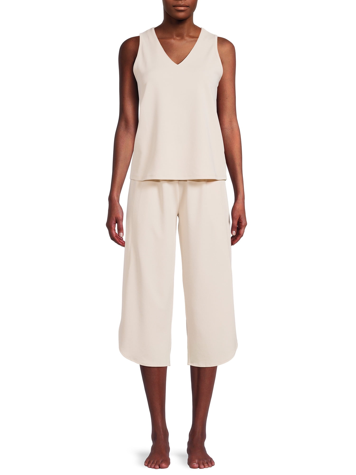 Lissome Women's and Women's Plus Tank Top and Capri Pants Sleep Set, 2 ...
