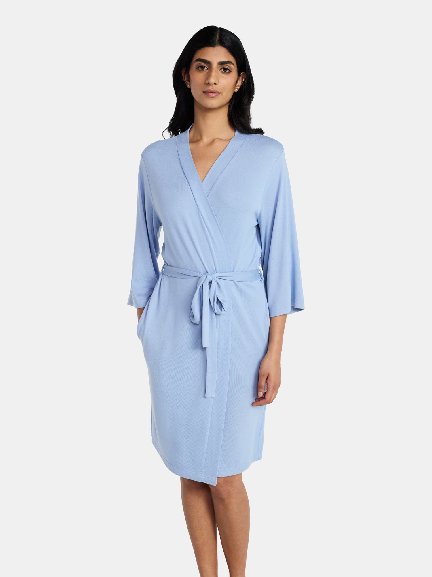Lissome Women's Ultra Soft Stretchy Knit Belted Wrap Robe, Sizes S-3X ...