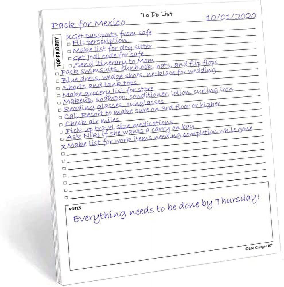 TO DO List Notepad, 50 Page Planner Pad. Undated ToDo Checklist w ...