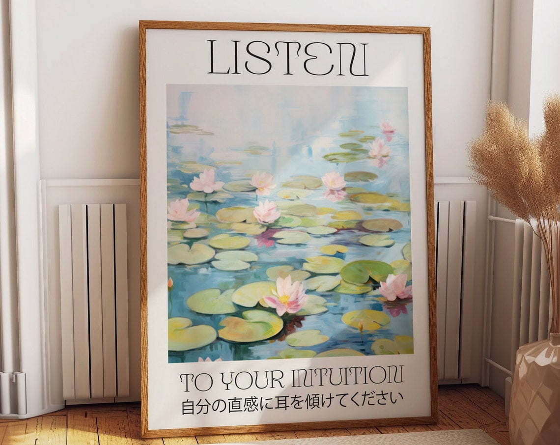 Listen To Your Intuition Wall Poster - Lotus Flower Wall Art For ...