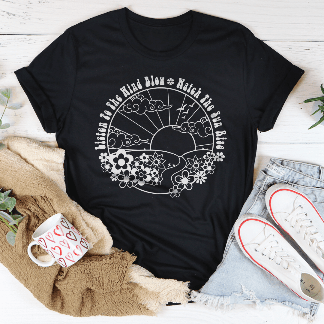 Listen To The Wind Blow Watch The Sun Rise Tee Heather Prism Peach S ...