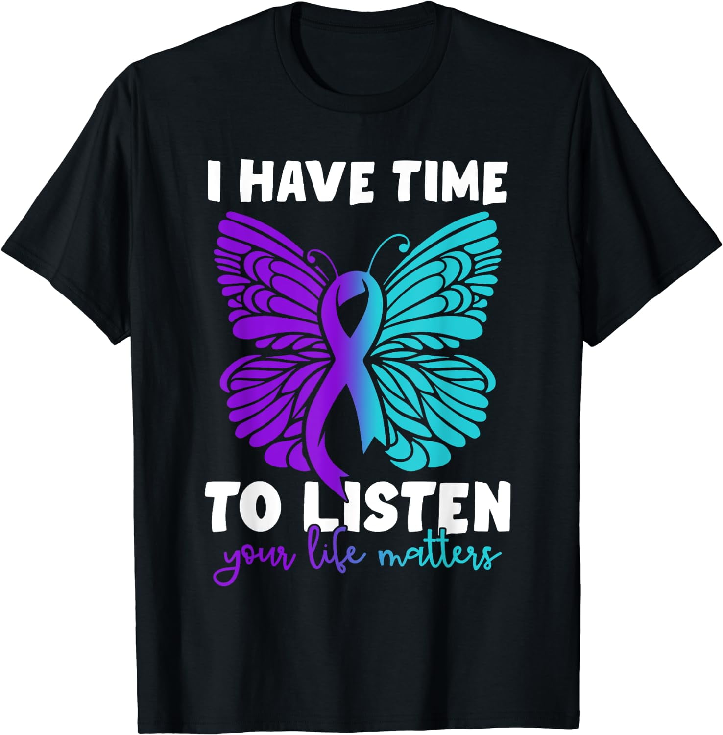 Listen Your Matter Butterfly Suicide Awareness 988 Hotline T-Shirt ...