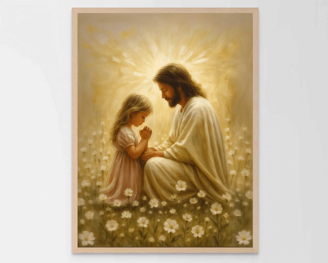 He Listens, Christian Wall Art, Jesus Praying With Girl, Jesus Prints ...