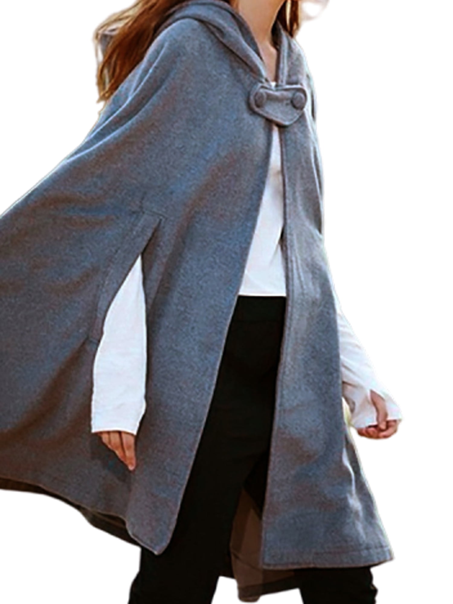 Listenwind Women's Hoodie Cloak Open Slit Sleeve Trench Cloak Jacket ...