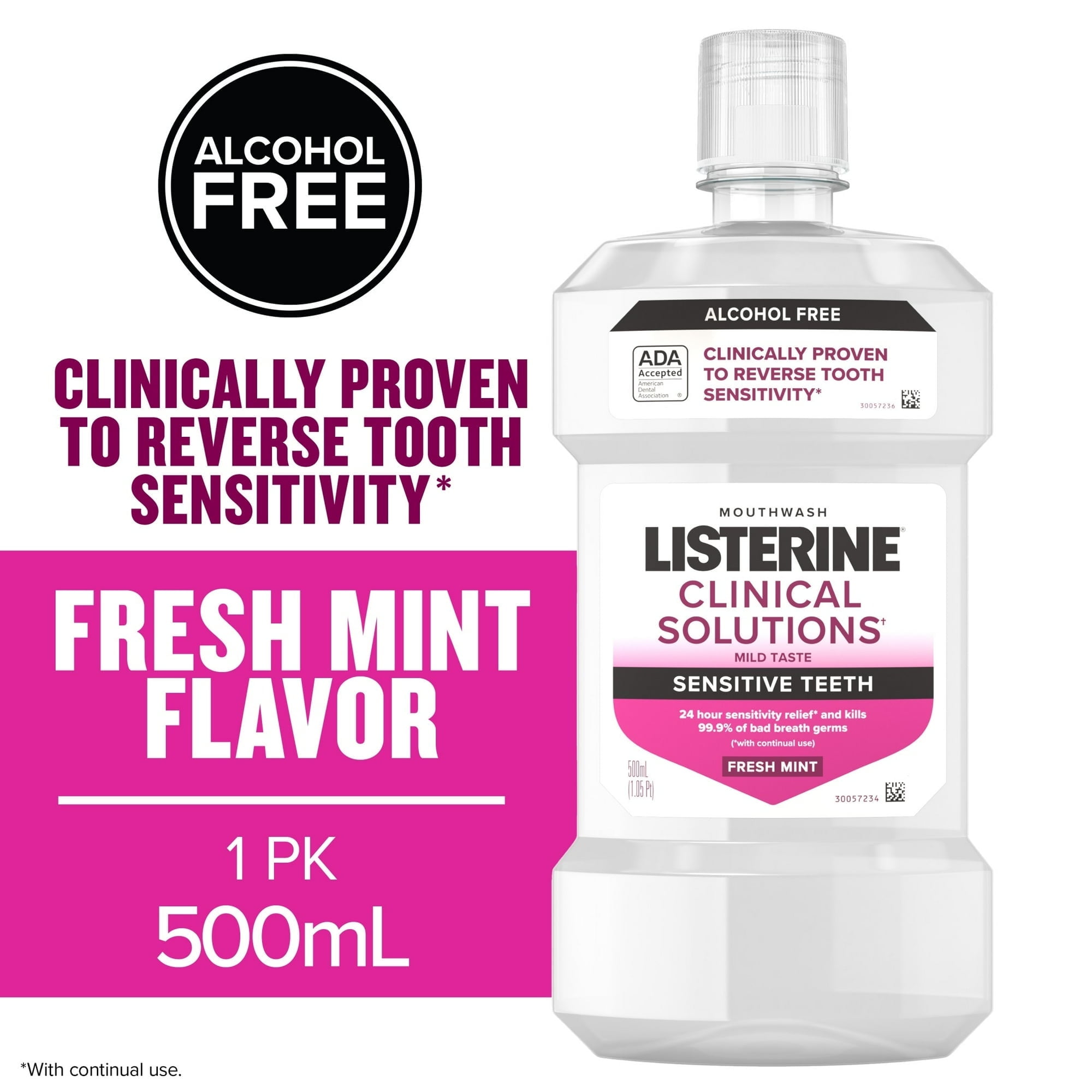 Listerine Clinical Solutions Sensitive Teeth Mouthwash, Mint, 500 mL ...