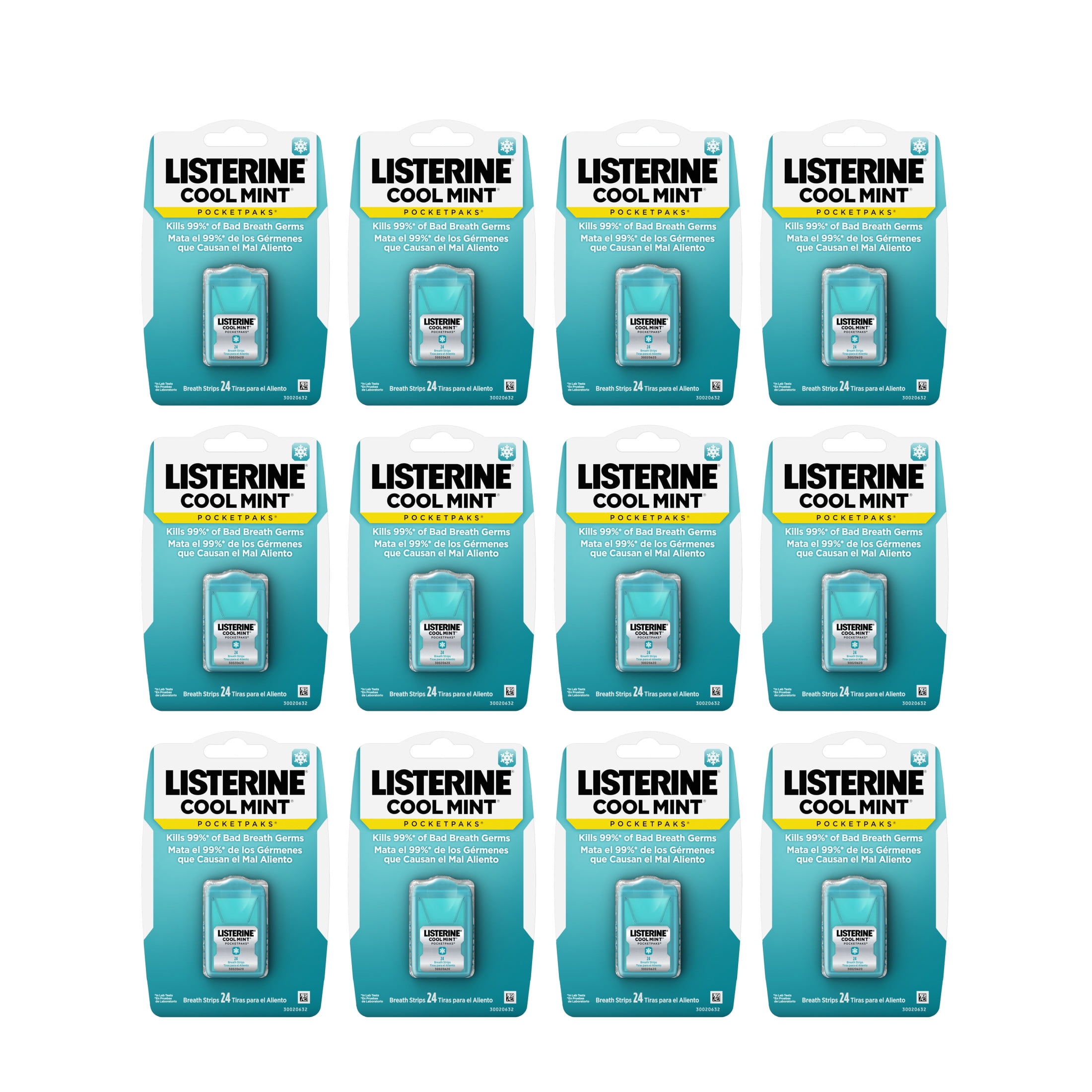 Listerine, Fresh Breath Strips, 12 x 24-Strip Pack, Cool Mint - Walmart.com