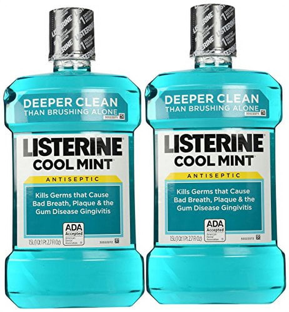 Listerine Cool Mint Antiseptic Mouthwash, Large 1.5L Bottles (Pack of 2 ...