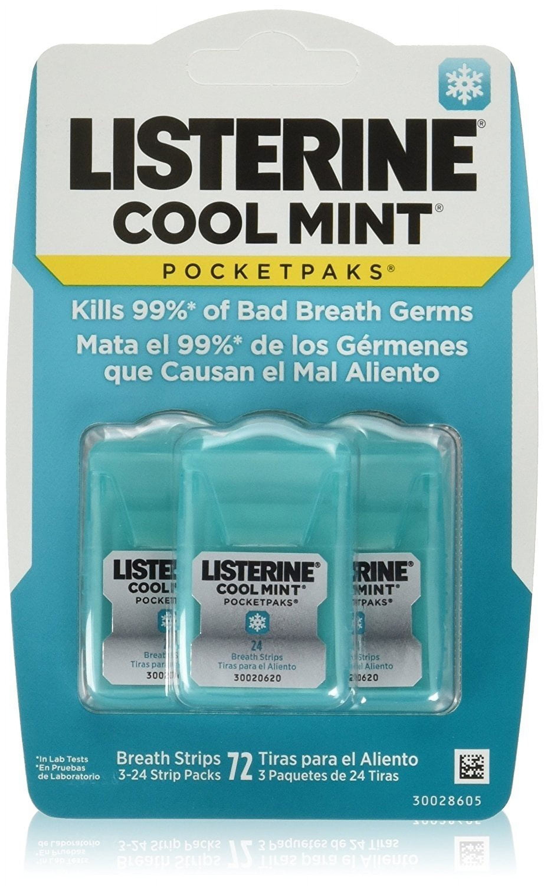 Listerine PocketPaks Breath Strips Cool Mint 72 Each (Pack of 2 ...