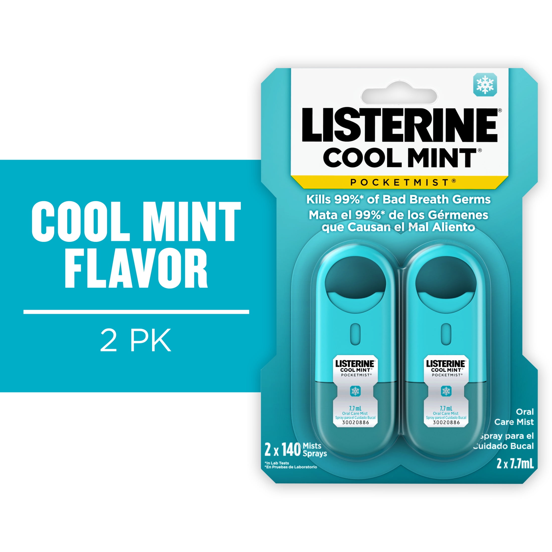 Listerine Pocketmist Cool Mint Oral Care Mist, Bad Breath Spray Strips ...