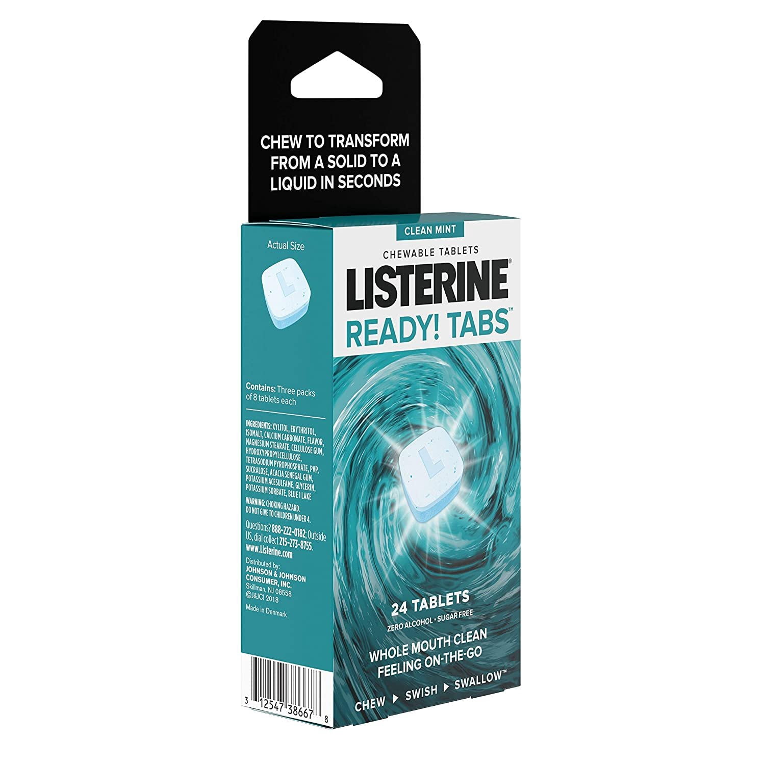 Listerine Ready! Tabs Chewable Tablets with Clean Mint Flavor, 24 Count ...