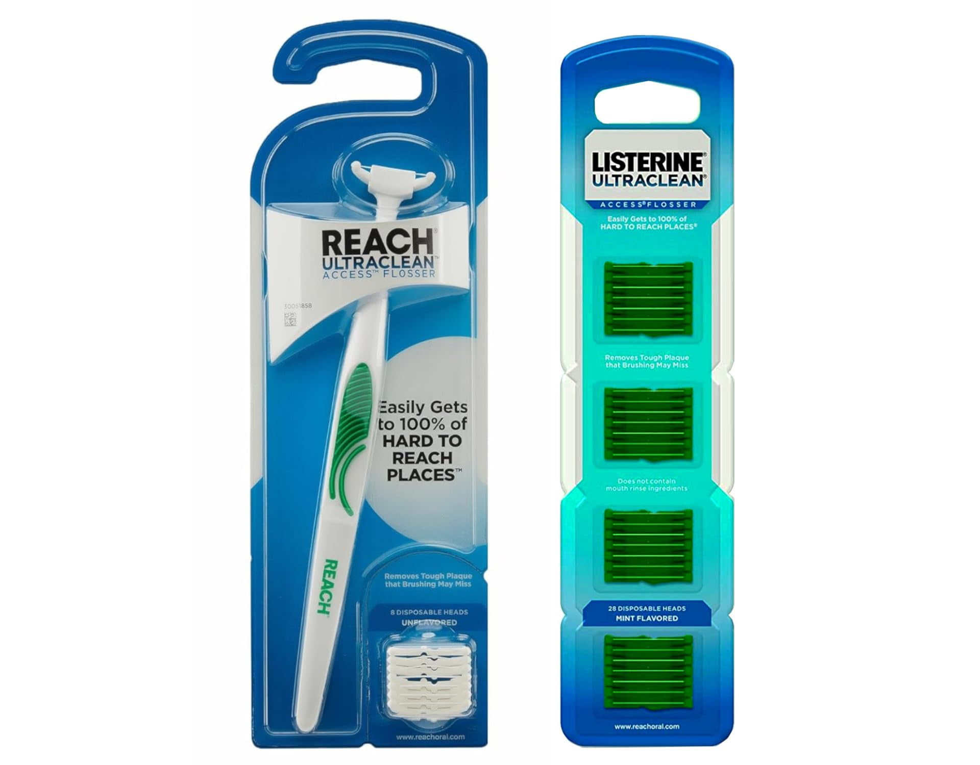 Listerine Ultraclean Access Snap-On AIF4 Flosser & Flosser Refill Head ...