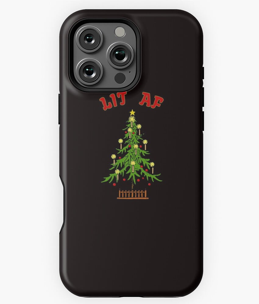 Lit AF Decorated Christmas Tree Phone Case for iPhone 16 15 14 13 12 11 ...