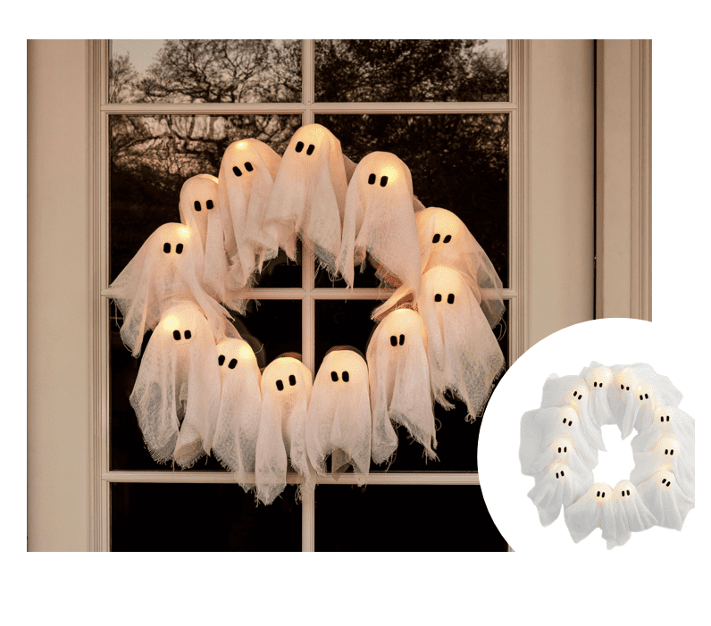 Lit Ghosts Wreath Spooky Halloween Decorations Indoor and Outdoor ...