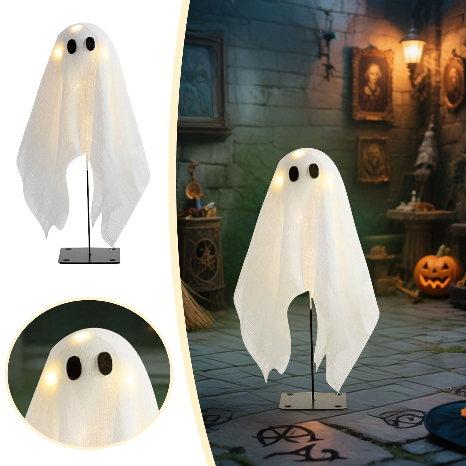 Lit Mini Ghosts Halloween Decorations, Light Up Spooky Party Ghosts ...