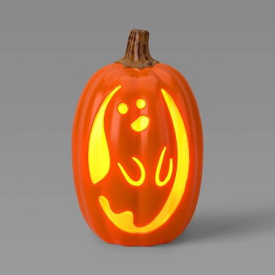 Lit Pumpkin Ghost with Timer Full Blow Mold Halloween Decorative Prop ...