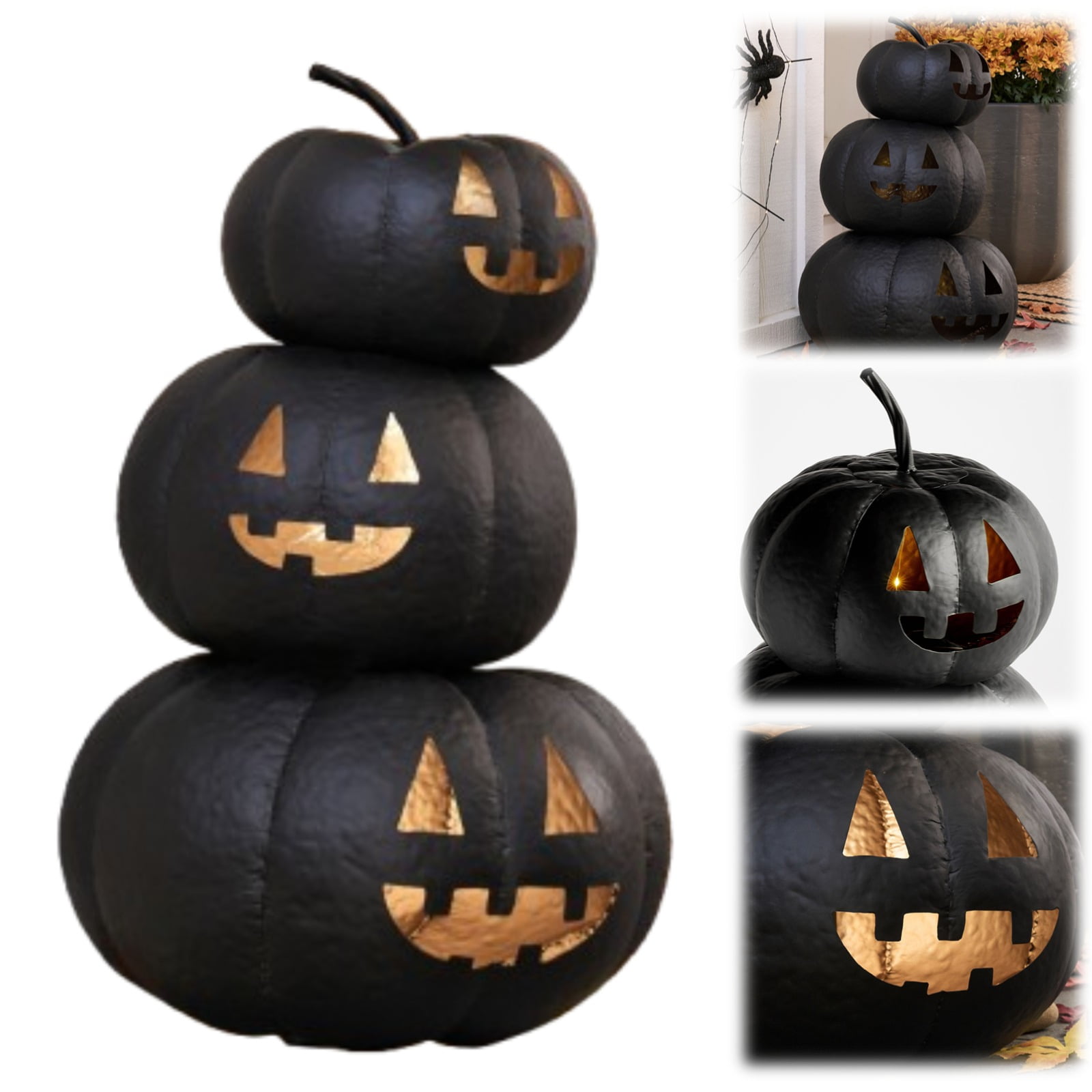 Lit Stacked Hammered Jack-O'-Lantern 8" Light Up Jack-O-Lantern Decor ...