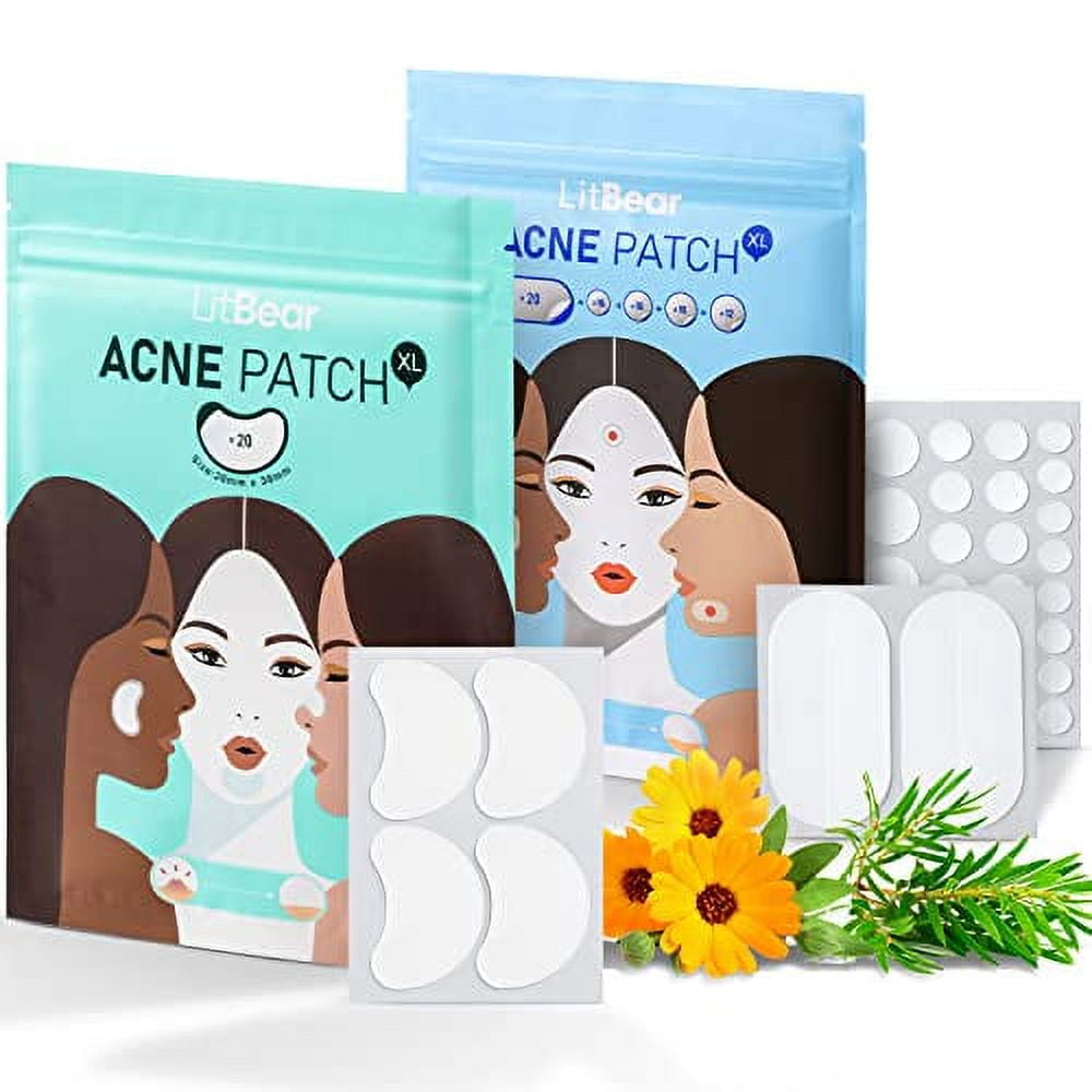 LitBear Acne Pimple Patches, 6 Sizes 100 Patches for Large Zit ...