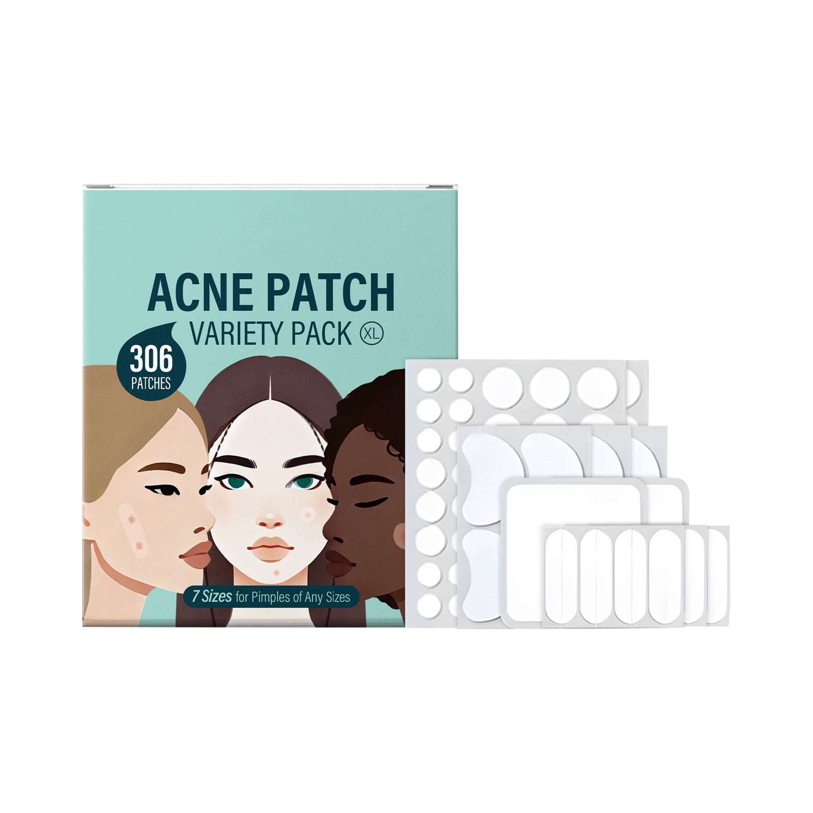 LitBear Large Acne Pimple Patches, 7Sizes 80 Patches for Large ...