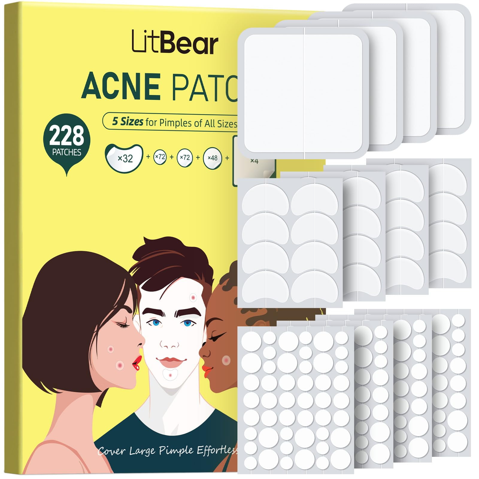 LitBear Pimple Patches for AKF18 Face, Large Acne Patch, XL ...