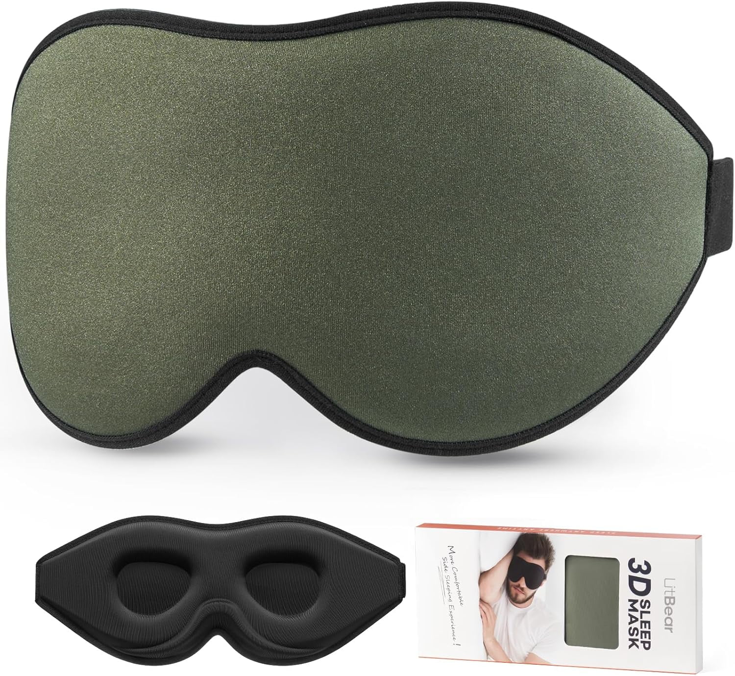 LitBear Sleep Mask for Side Sleeper Women Men, Eye Mask for Sleeping ...