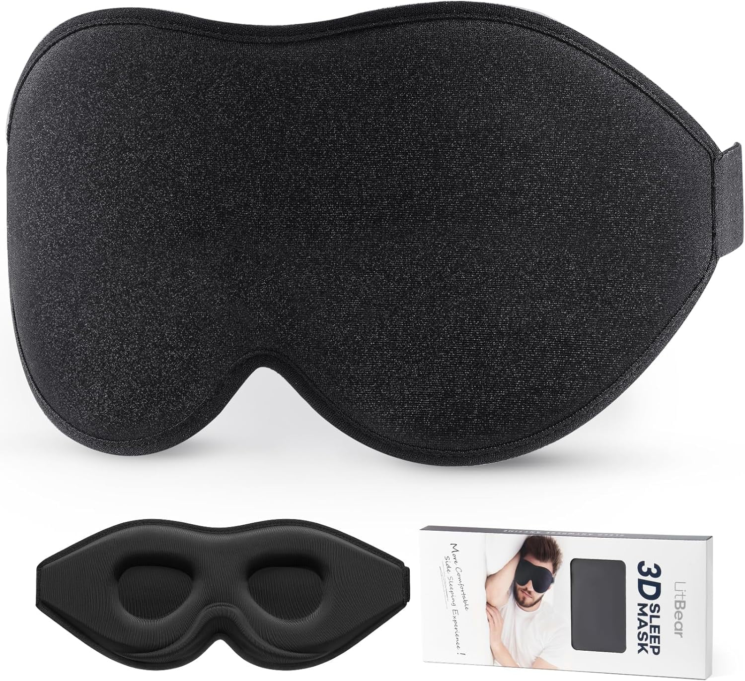LitBear Sleep Mask for Side Sleeper Women Men, Eye Mask for Sleeping ...