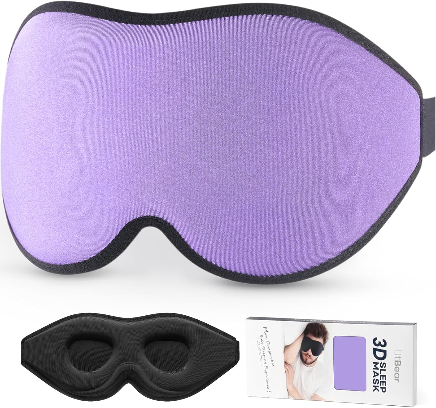 LitBear Sleep Mask for Side Sleeper Women Men, Eye Mask for Sleeping ...