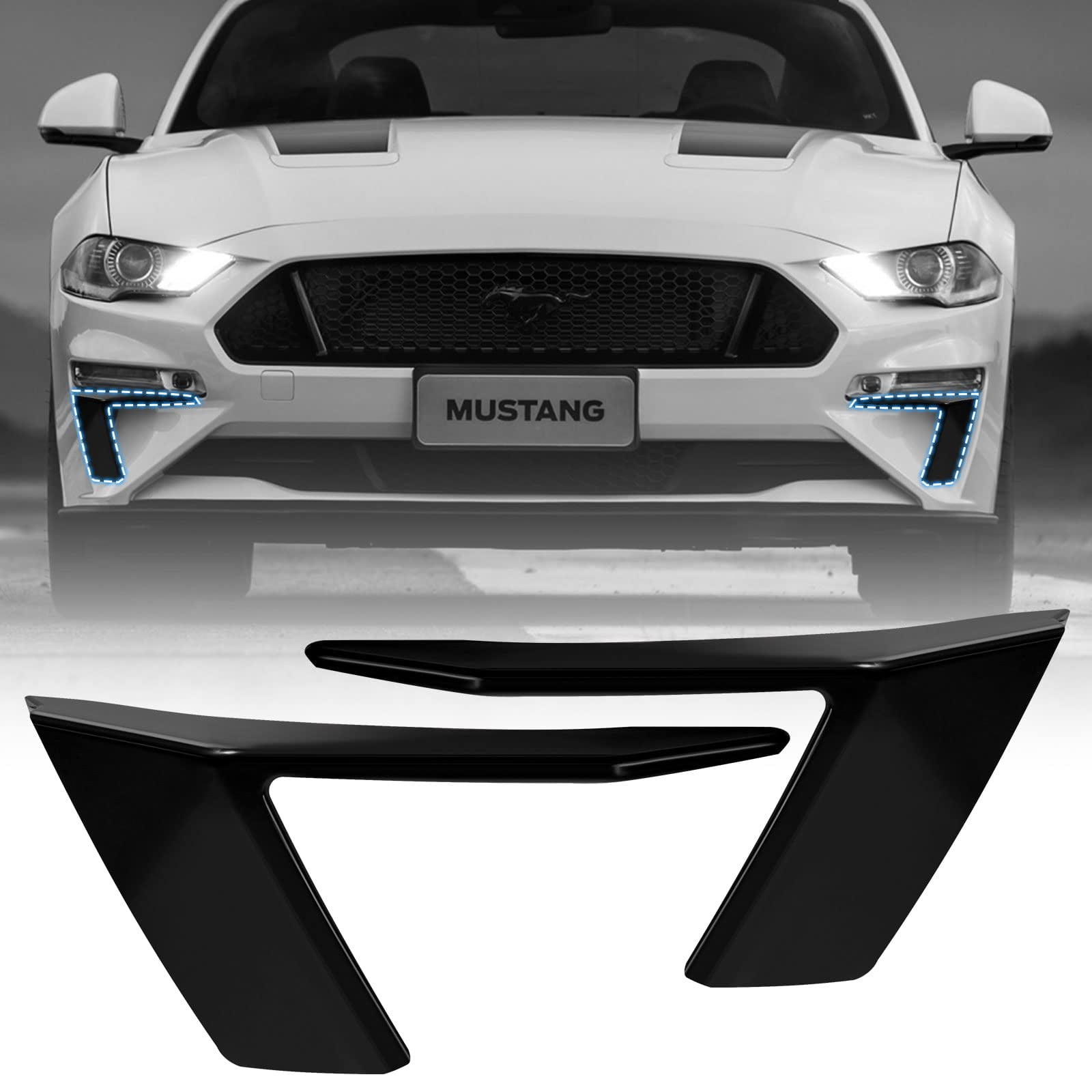 LitMiRaCle Front Bumper Cover IFF17 Pocket Accents for Ford Mustang ...