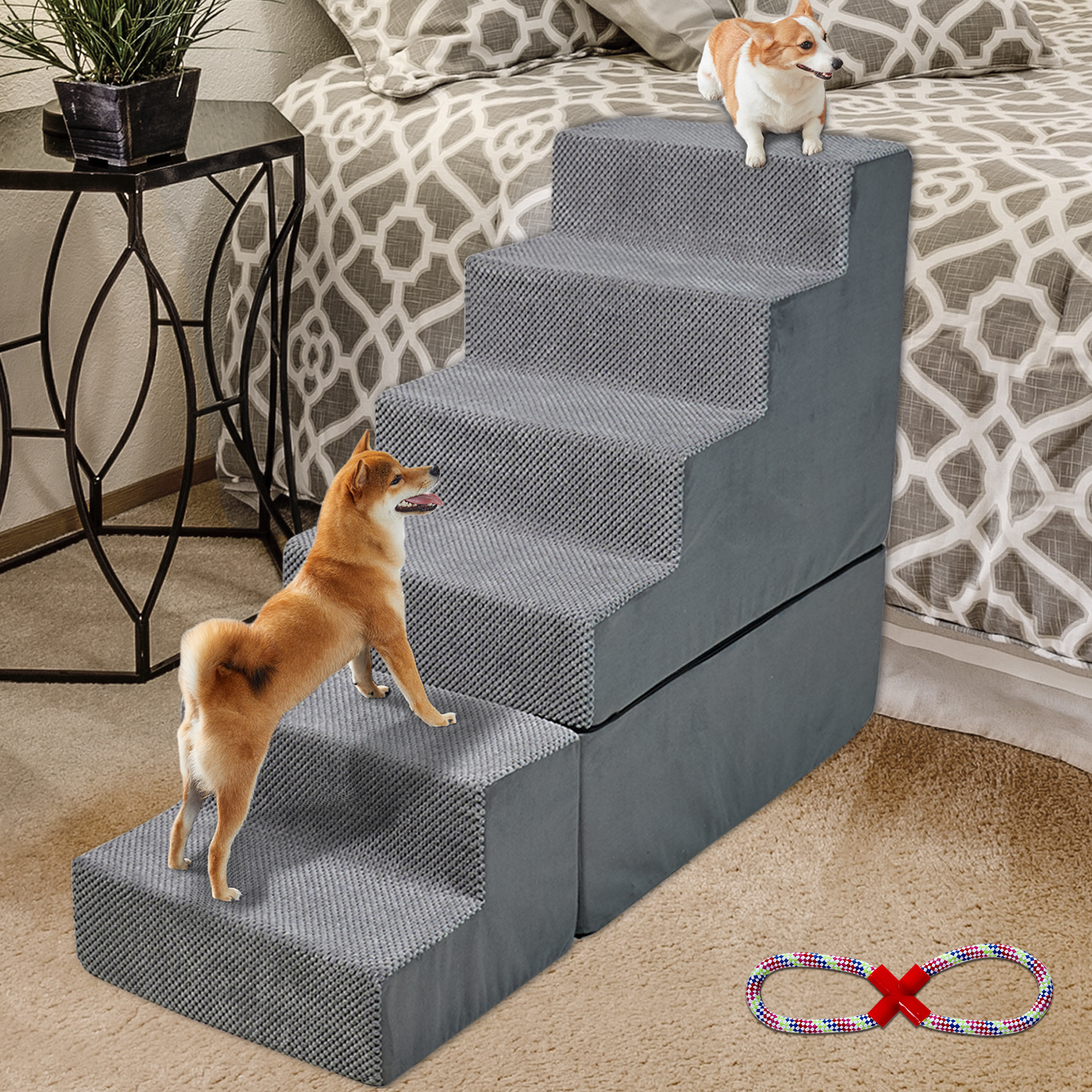 Zinus Foam 18" 3-Step Pet Stairs, Medium, Dark Grey - Walmart.com