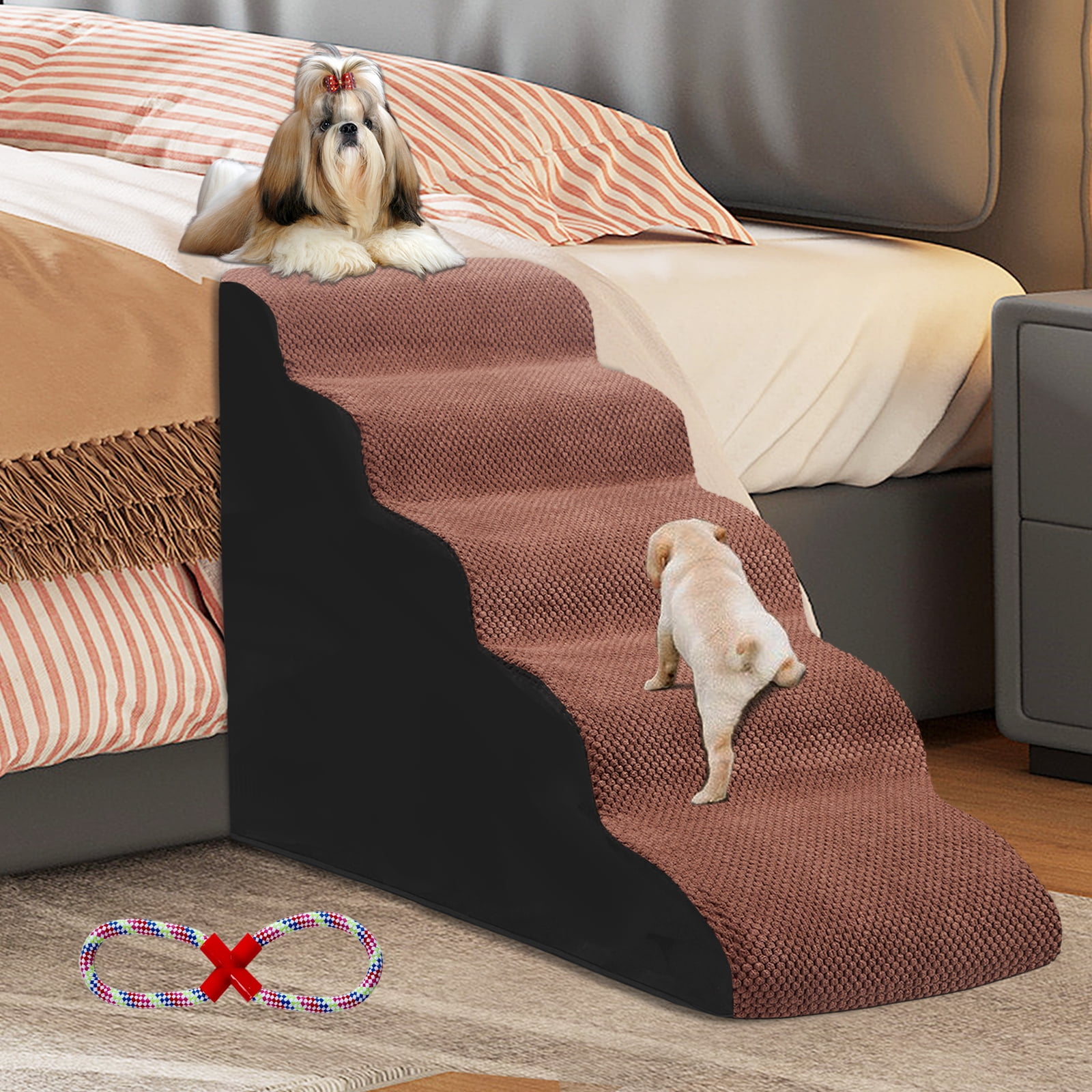 "LitaiL 5-Tier Dog Steps, 24.4""H for High Bed/Couch, Non-Slip Foam Pet ...