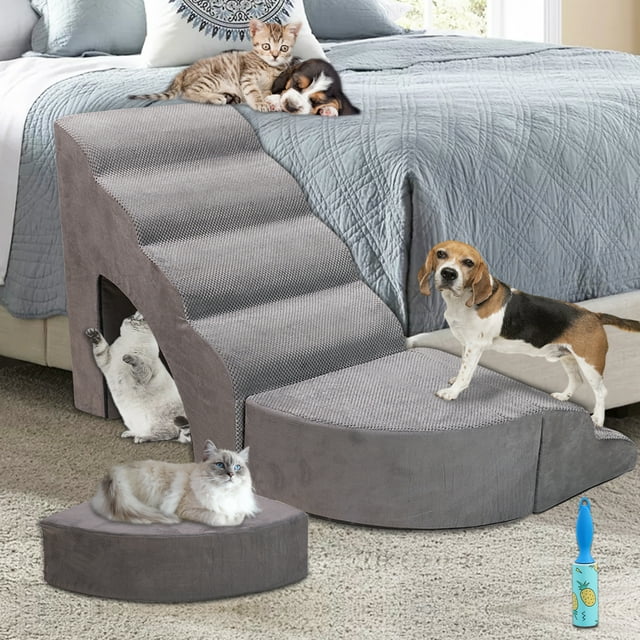 LitaiL 6 Tier Dog Stairs/Steps for High Bed, 30"H Non-Slip Pet Stairs ...