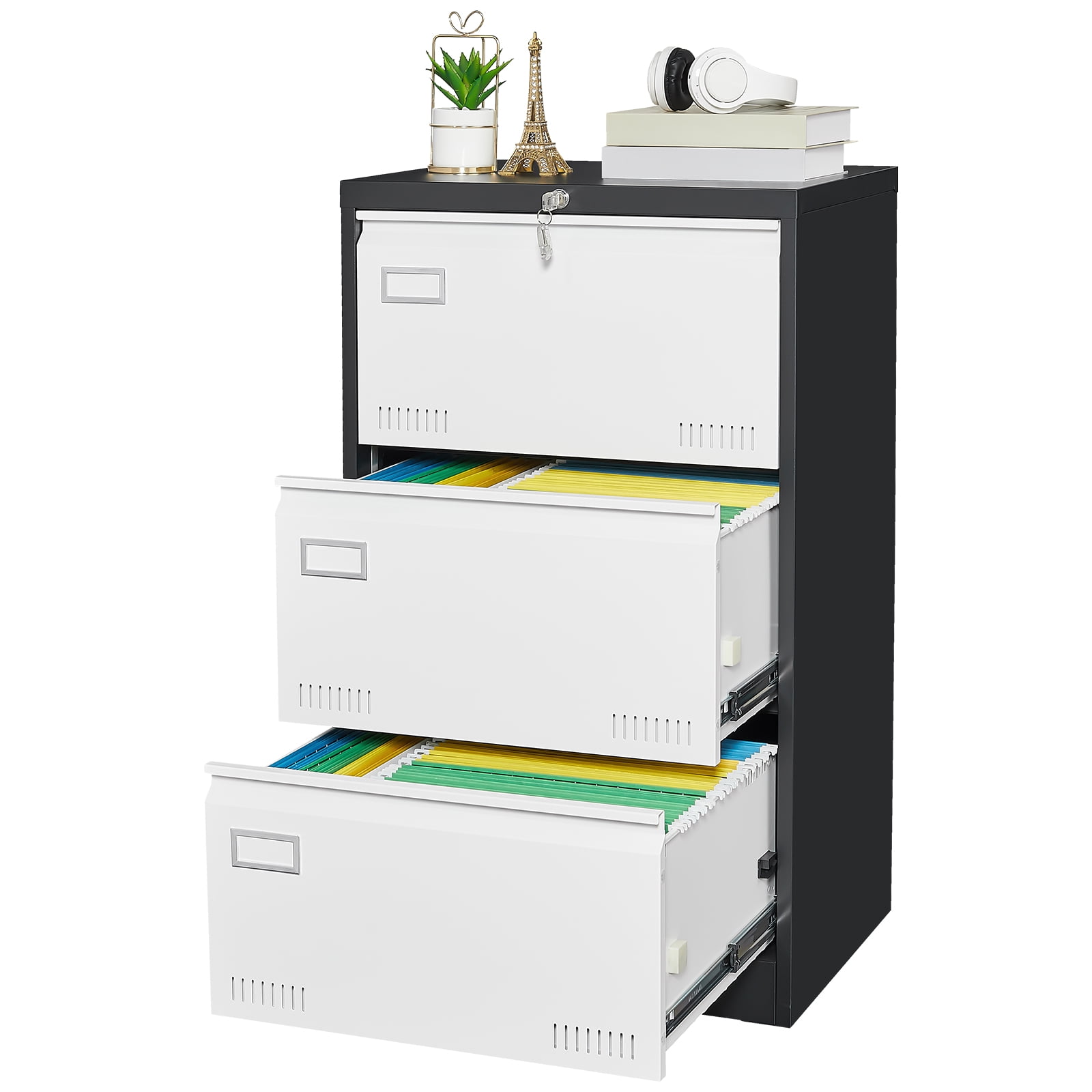 Litake 3 Drawer Lateral File Cabinet, Metal Lockable File Cabinet with ...