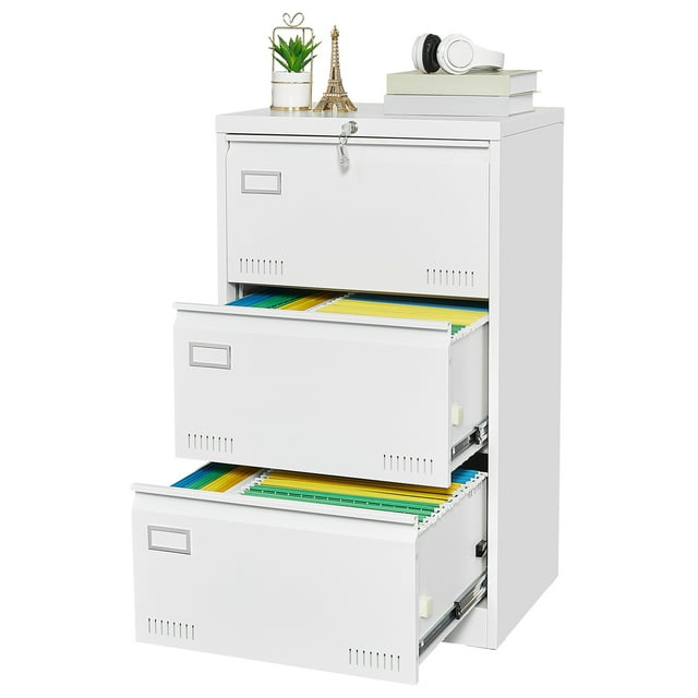 Litake 3 Drawer Lateral File Cabinet, Metal Lockable File Cabinet with ...