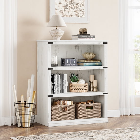 Litake 3 Tier Bookcase, Farmhouse Book Shelf with Storage Open Display ...