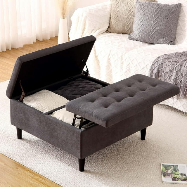 Litake 33" Large Square Ottoman with Storage, Lift Top Coffee Table ...