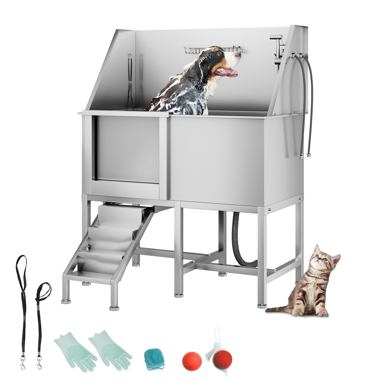 Litake 50" Pet Dog Bathing Station, Stainless Steel Dog Bathtub W/Ramp ...