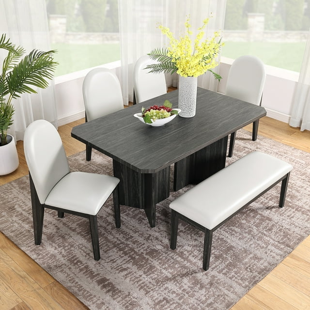 Litake 6 Piece Dining Table Set for 6 Person Kitchen Rectangle Table ...