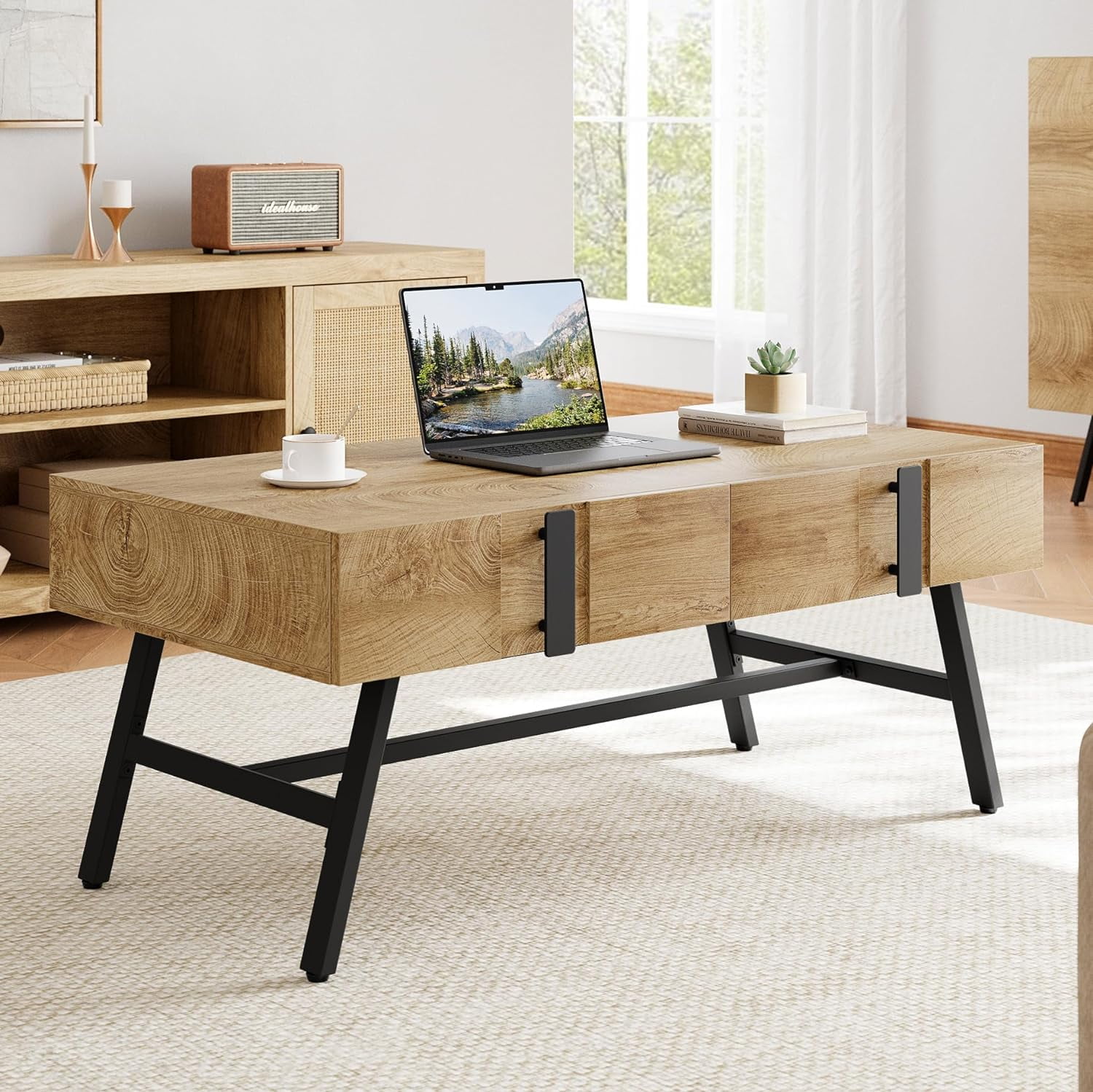 Litake Coffee Table Mid Century Modern Center Table with Drawer 42 ...