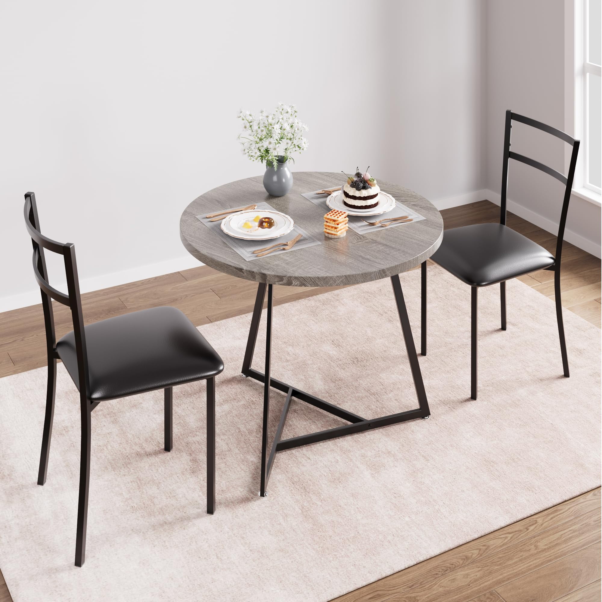 Litake Dining Table Set for 2, Kitchen Table and Chairs for 2 with ...
