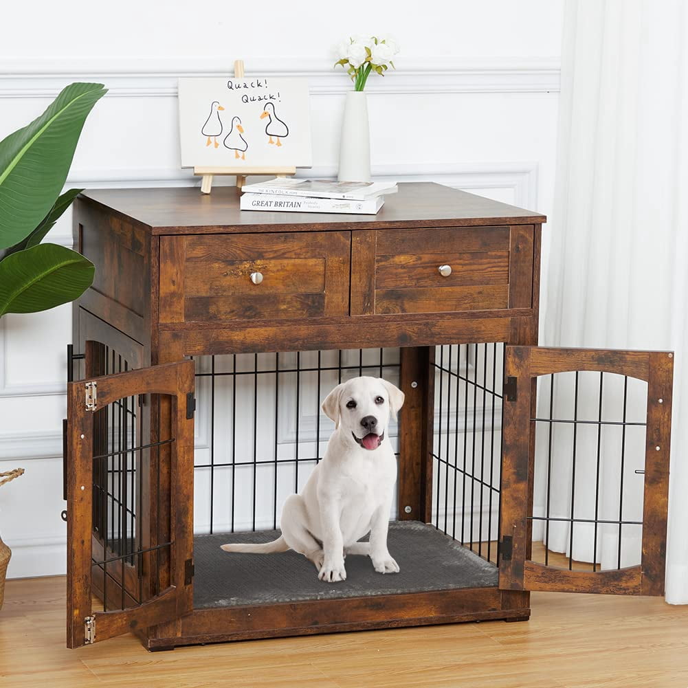 Litake Jaula para Perros con 3 Puertas, Cojines, 2 Cajones, Mesa ...