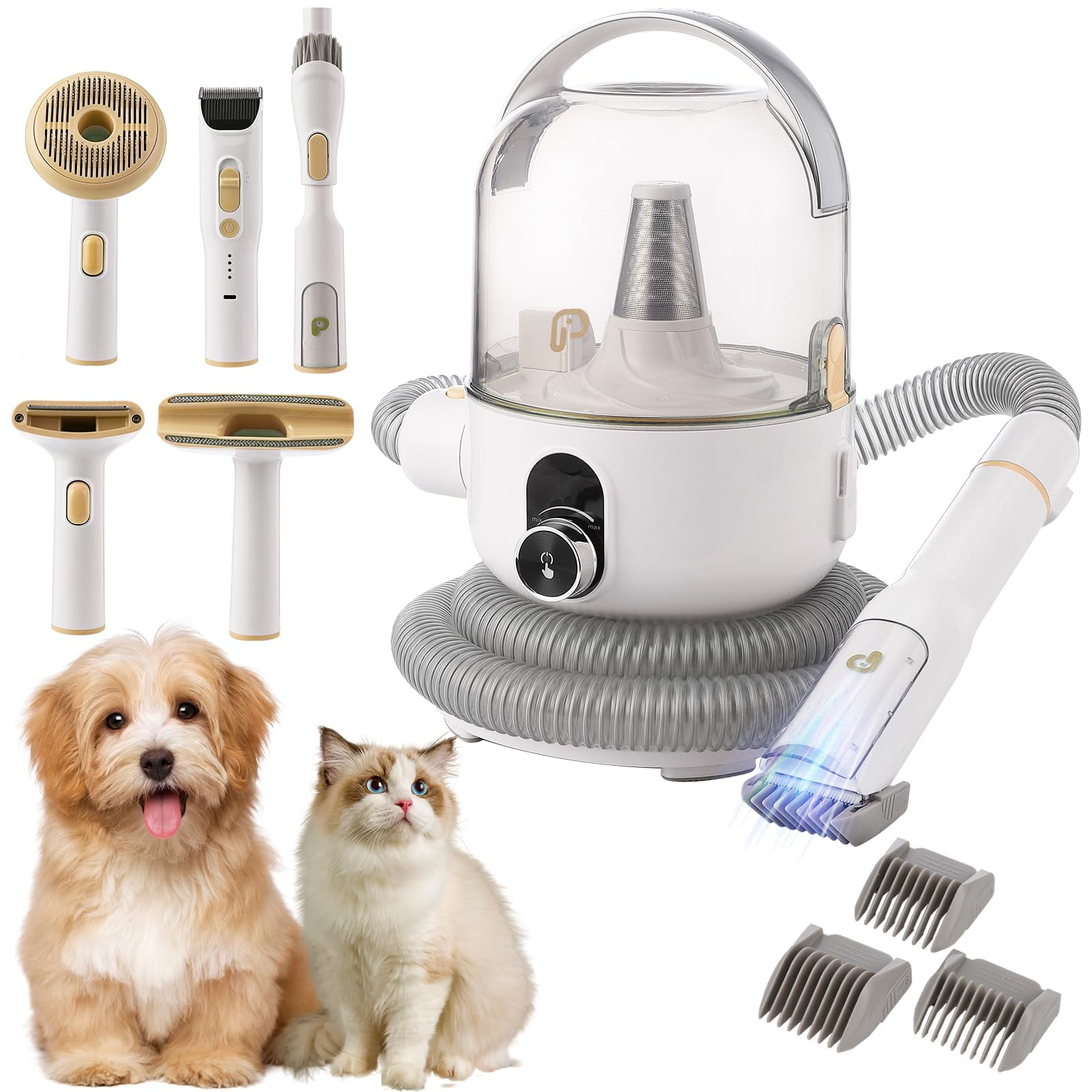 Litake Dog Hair Vacuum & Dog Grooming Kit, 5 in-1 Pet Grooming Vacuum ...