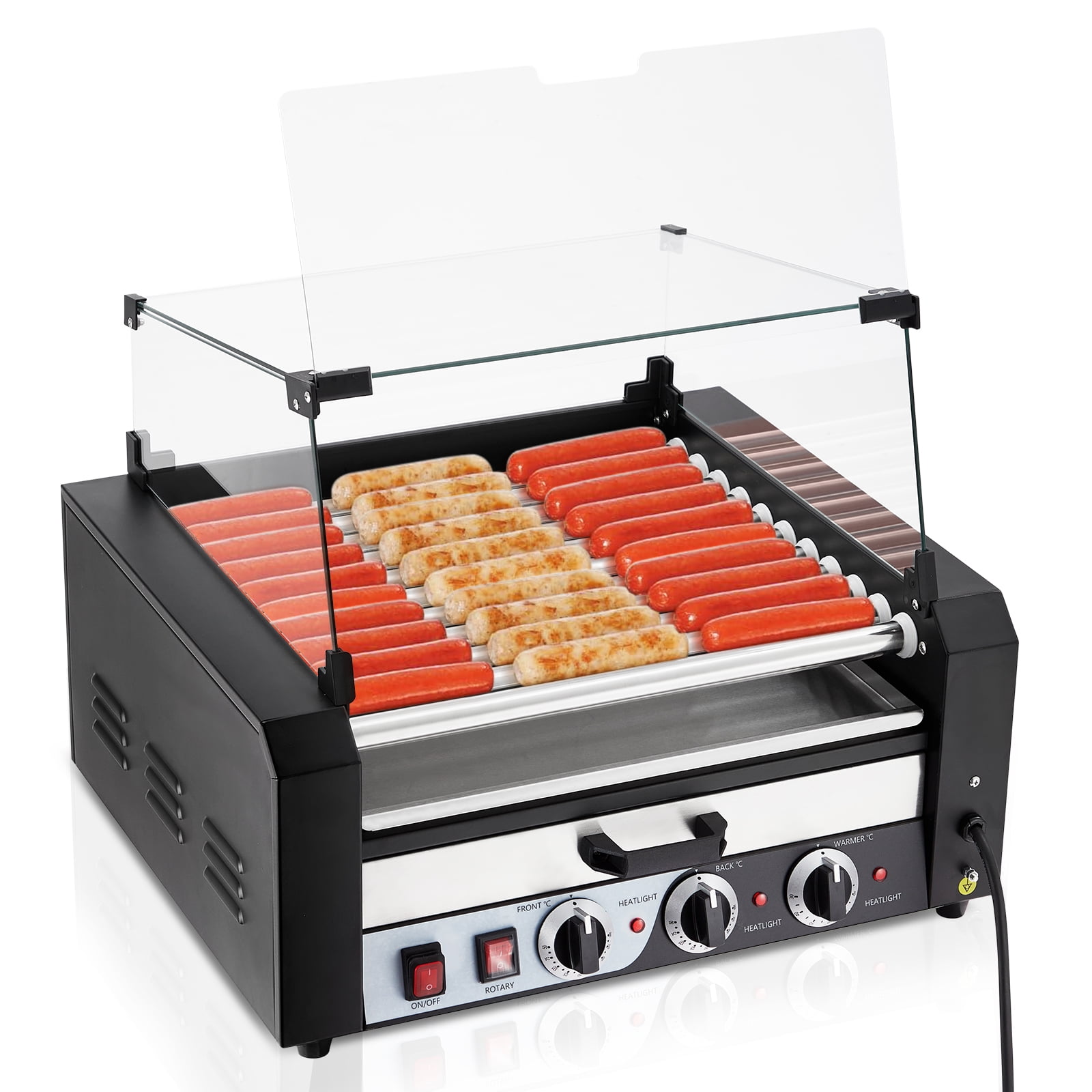 Litake Hot Dog Roller,11 Rollers 30 Hot Dogs Capacity 1950W Stainless ...