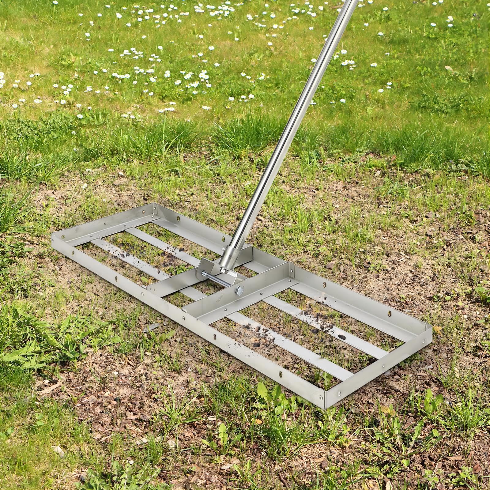 Litake Lawn Leveling Rake, Stainless Steel Lawn Leveler with 30”x10 ... Litake Lawn Leveling Rake, Stainless Steel Lawn Leveler with 30”x10 ...