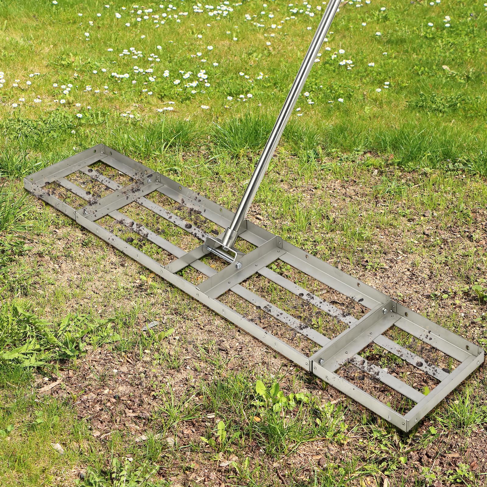 Litake Lawn Leveling Rake, Stainless Steel Lawn Leveler with 30”x10 ...