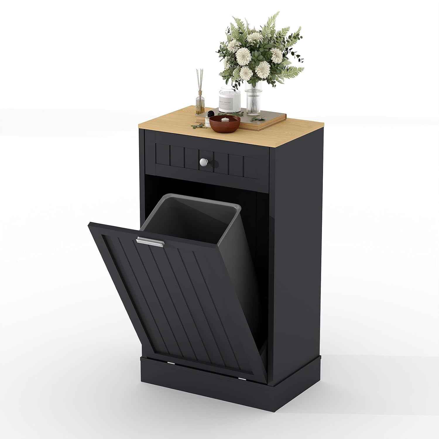 Litake Tilt Out Trash Cabinet, 10 Gallon Kitchen Waste Bins, 1 Door ...
