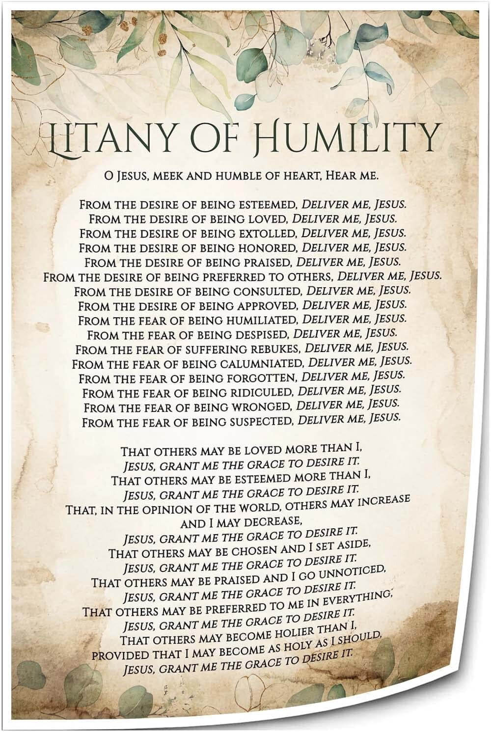 Litany of Humility Prayer Posters Wall Art for Bedroom Vertical Artwork ...