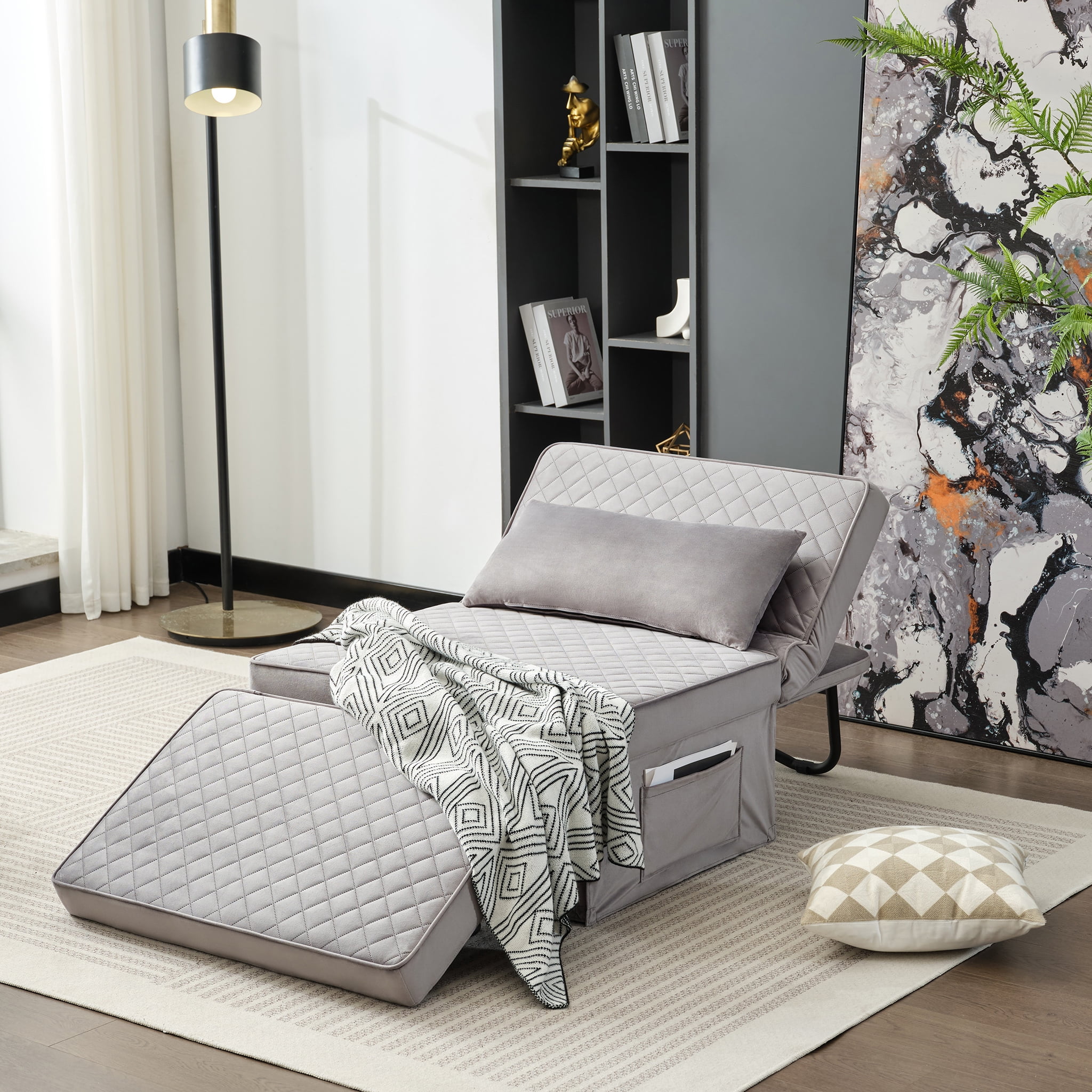 Litbird Folding Ottoman Sofa Bed, Convertible Chair 4 in 1 Multi ...