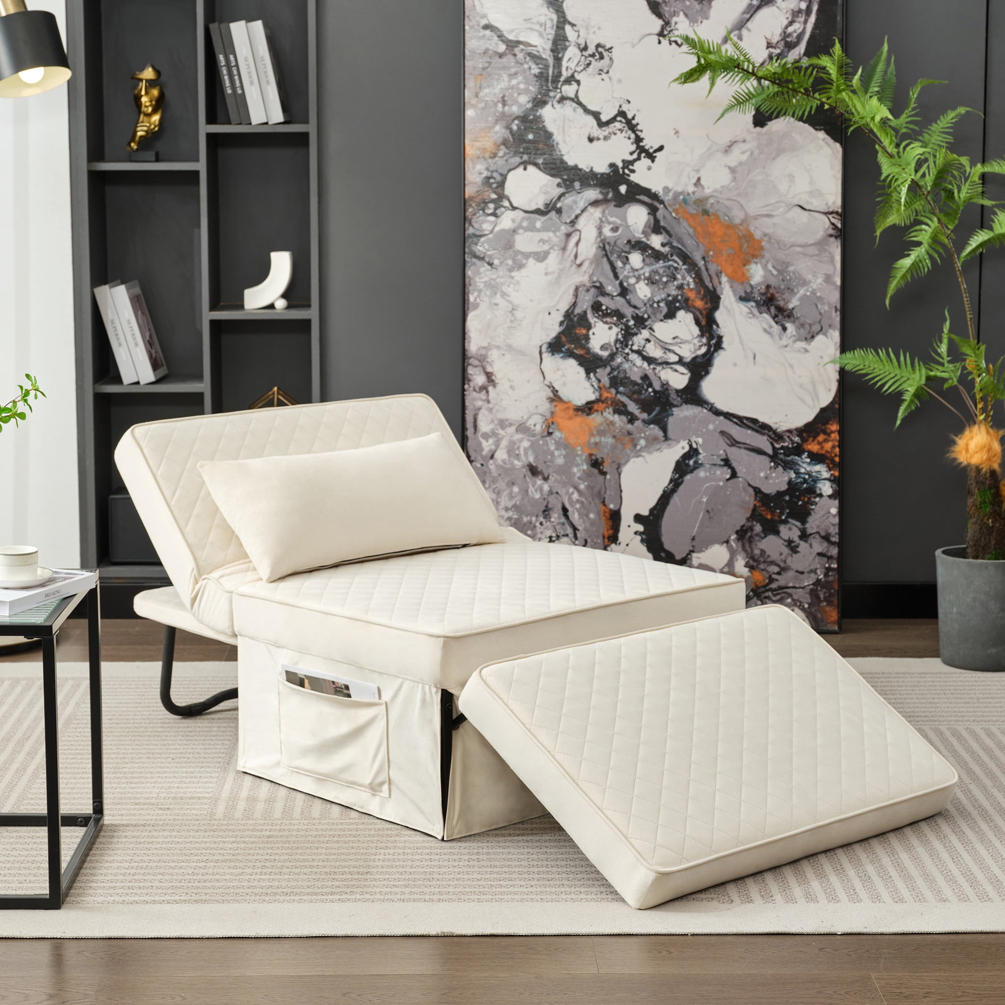 Litbird Folding Ottoman Sofa Bed, Convertible Chair 4 in 1 Multi ...