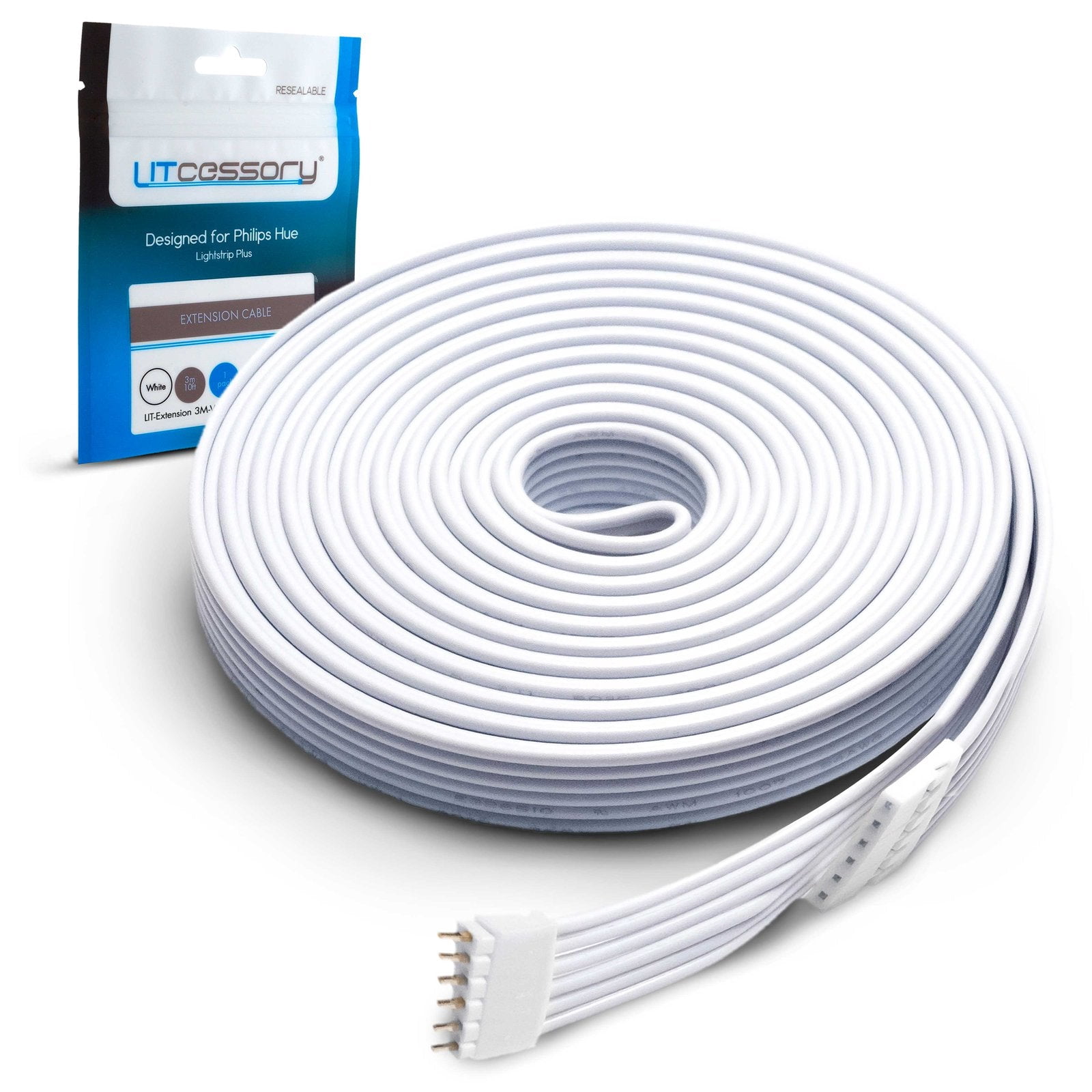 Litcessory Extension Cable for Philips Hue Lightstrip Plus (10ft, 1 ...