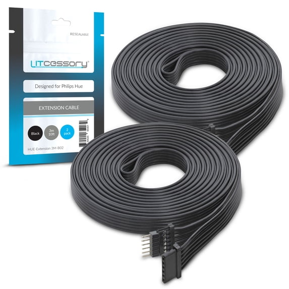 Litcessory Extension Cable for Philips Hue Lightstrip Plus (10ft, 2 ...