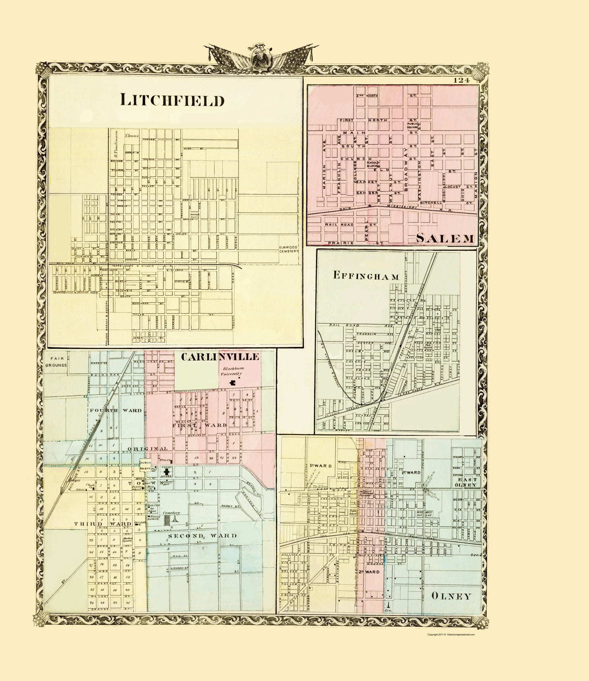 Historic City Map - Litchfield Salem Effingham Carlinville Olney ...
